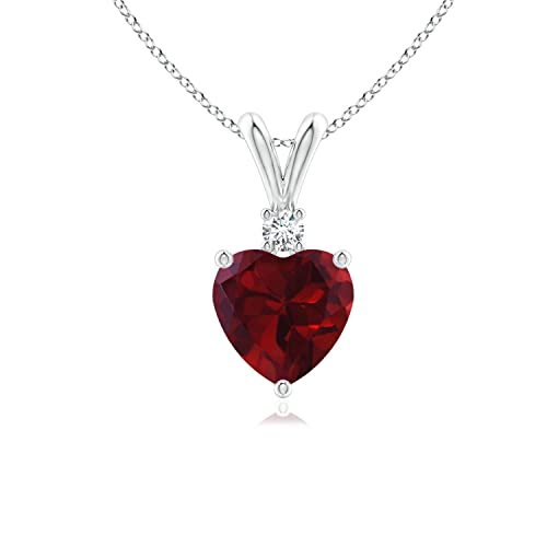 Angara Natural Garnet Solitaire Pendant Necklace for Women in 14K White Gold (Grade-AA | 6mm) January Birthstone Jewelry Gift for Women | Birthday | Wedding | Anniversary