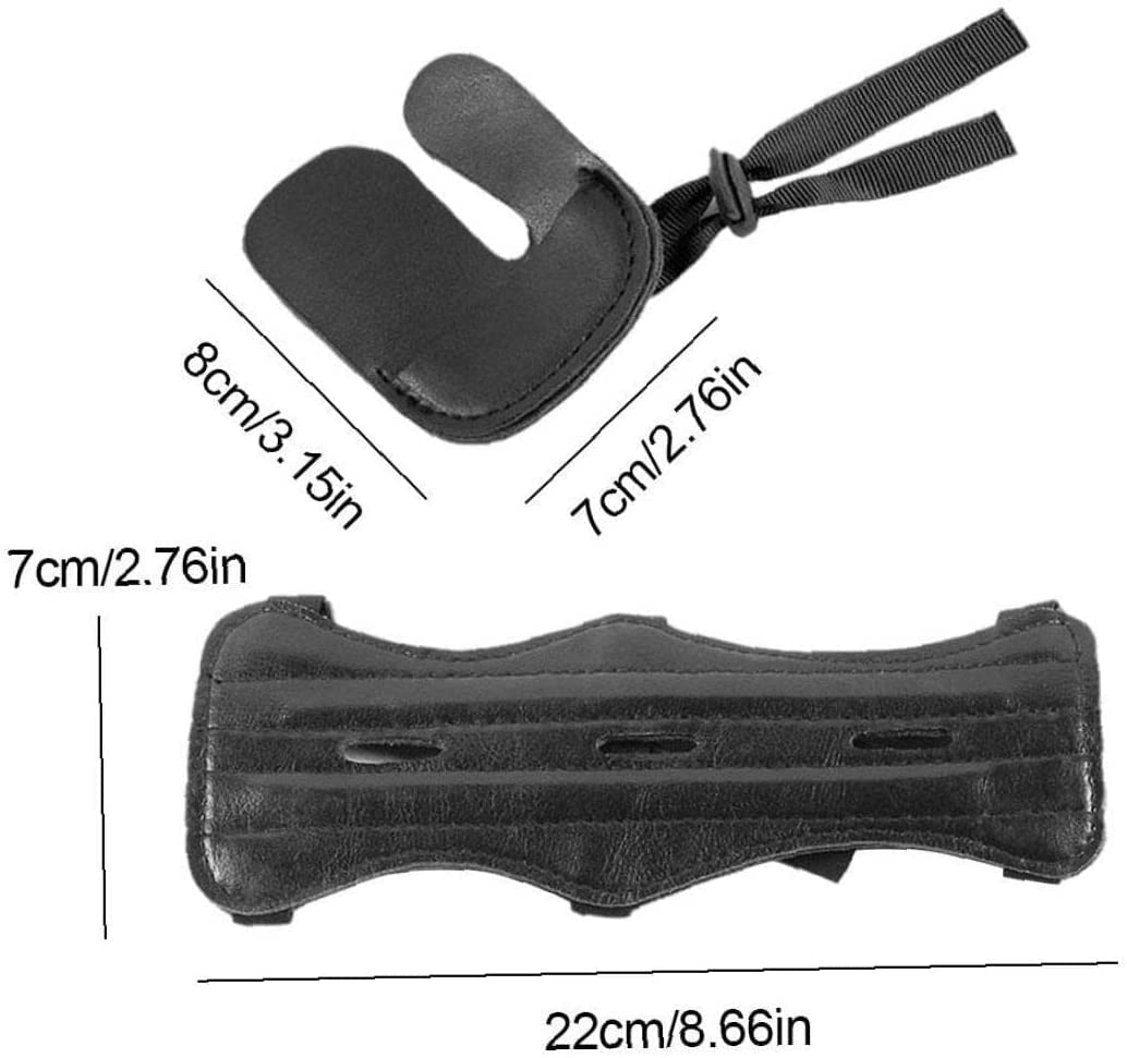 Archery Armguard Arrow Finger Tab Finger Saver Set Adjustable Straps Archer Shooting Arm Protector for Hunting Shooting jiangyu1994