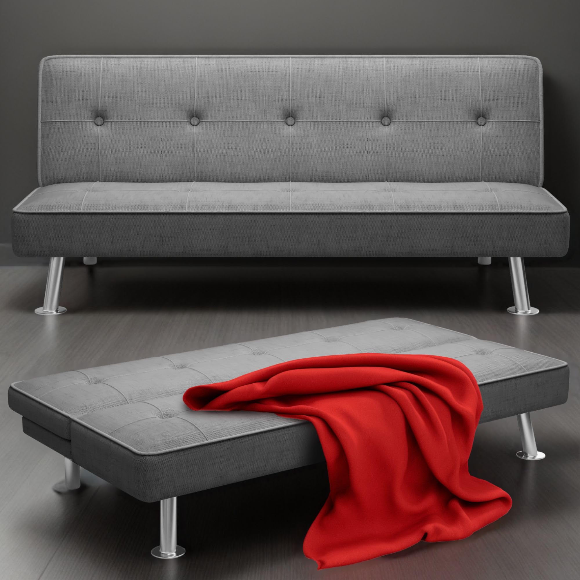 yoyomax Convertible Sofa Bed Couch, Modern Futon Sofa Bed - Breathable Fabric Folding Sofa Bed Easy to Clean-Ideal for Bedroom, Living Room, Apartment and Office-Compact Design for Spacing Saving