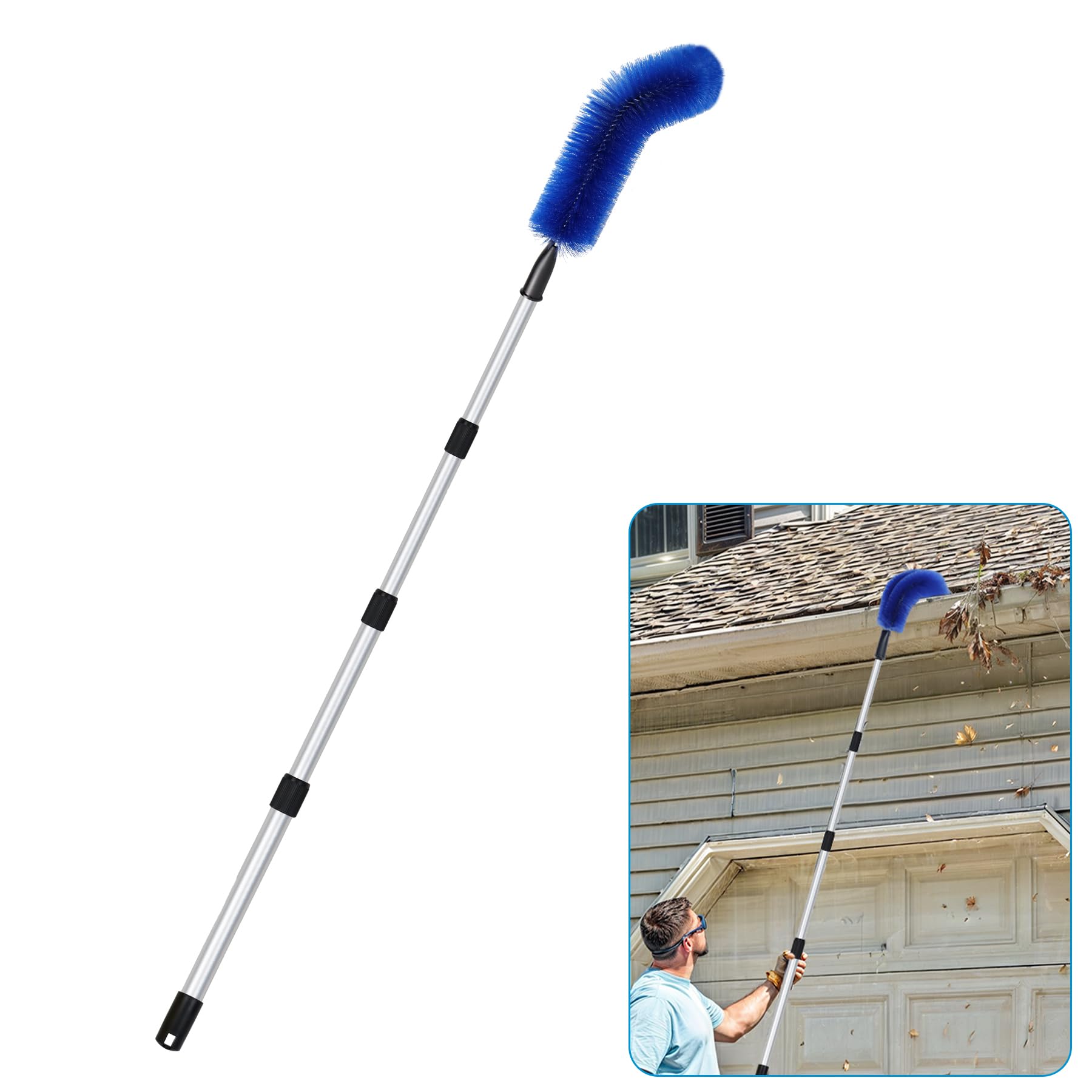 Air Jade Gutter Cleaning Brush, Adjustable Roofing Gutter Cleaning Tools From The Ground, Easy Cleaning Leaves and Debris