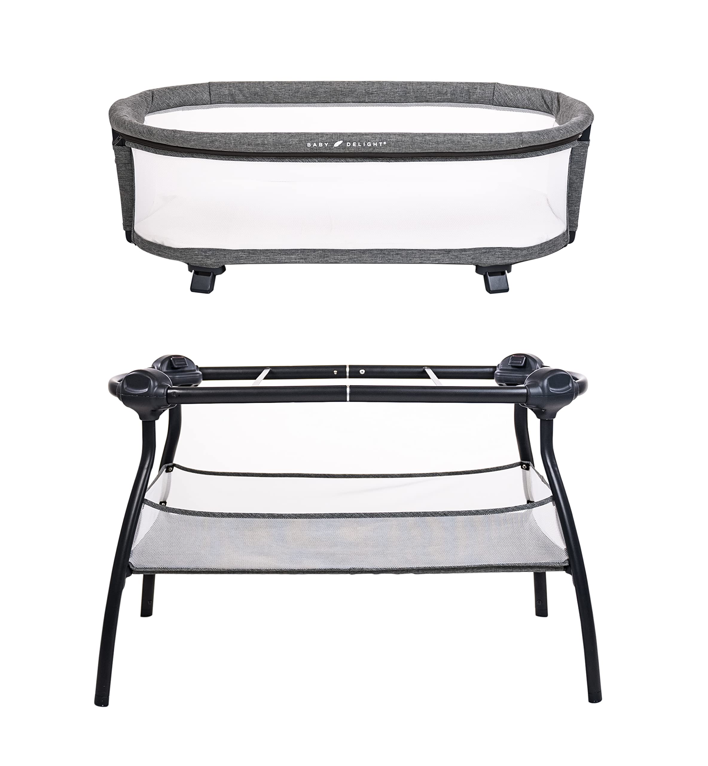 Baby Delight Beside Me Nova | Bedside Bassinet | Removable and Portable Bed | for Infants 0 – 5 Months | Charcoal Tweed