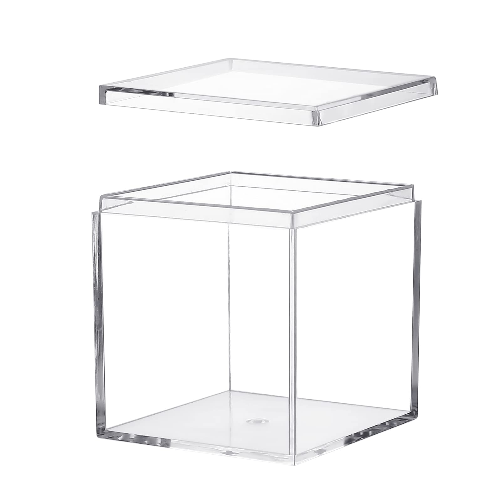 Dayaanee Small Acrylic Box Clear, 2Pcs Plastic Square Cube Containers with Lid Storage Box 2.2x2.2x2.2Inch/55X55X55mm for Candy Pill and Tiny Jewelry