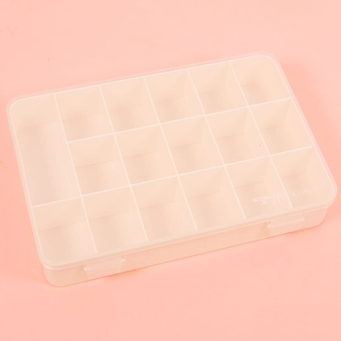 Craftelier - Organizer Box with 17 Compartments for Cardmaking, Scrapbooking and Craft Materials | Dimensions 26.5 x 17.8 x 4.2 cm (10.4β x 7β x 1.65") -Transparent and White Color