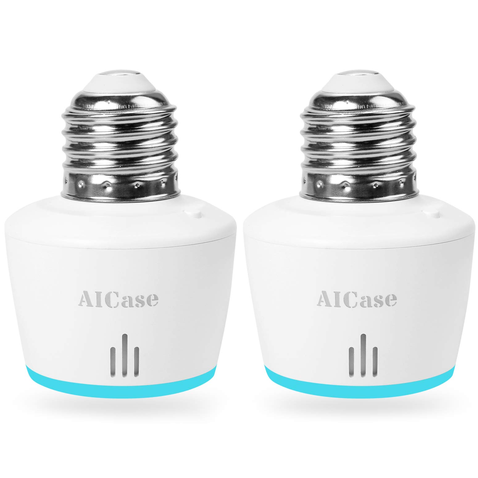 AICase Smart WiFi E27/E26 Light Socket, [2 Pack] Intelligent WLAN Home Remote Control Light Lamp Bulb Holder Compatible with Alexa and Google Home-White