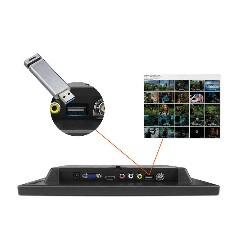 CAIRUTE Portable 10.1 inch Security Monitor 1024x600 HDMI Mini TV Screen with Built-in Dual Speakers HDMI VGA BNC USB Input for PC Gaming CCTV Surveillance