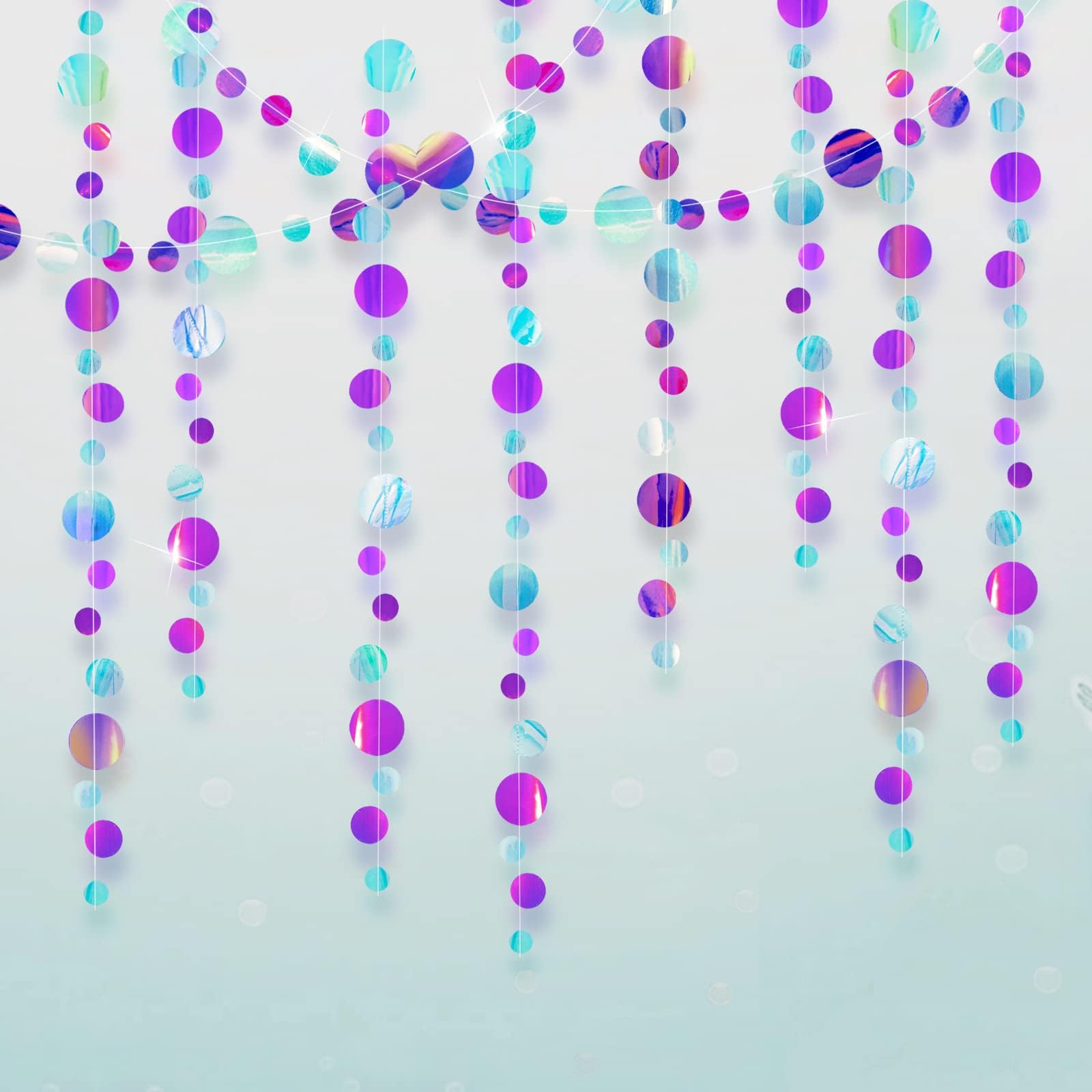 Cheerland Iridescent Mermaid Party Decorations Rose Purple Bubble Garland Hanging Streamer Backdrop Under The Sea Birthday Party Girls Bday Decor Bridal Baby Shower Party Supplies
