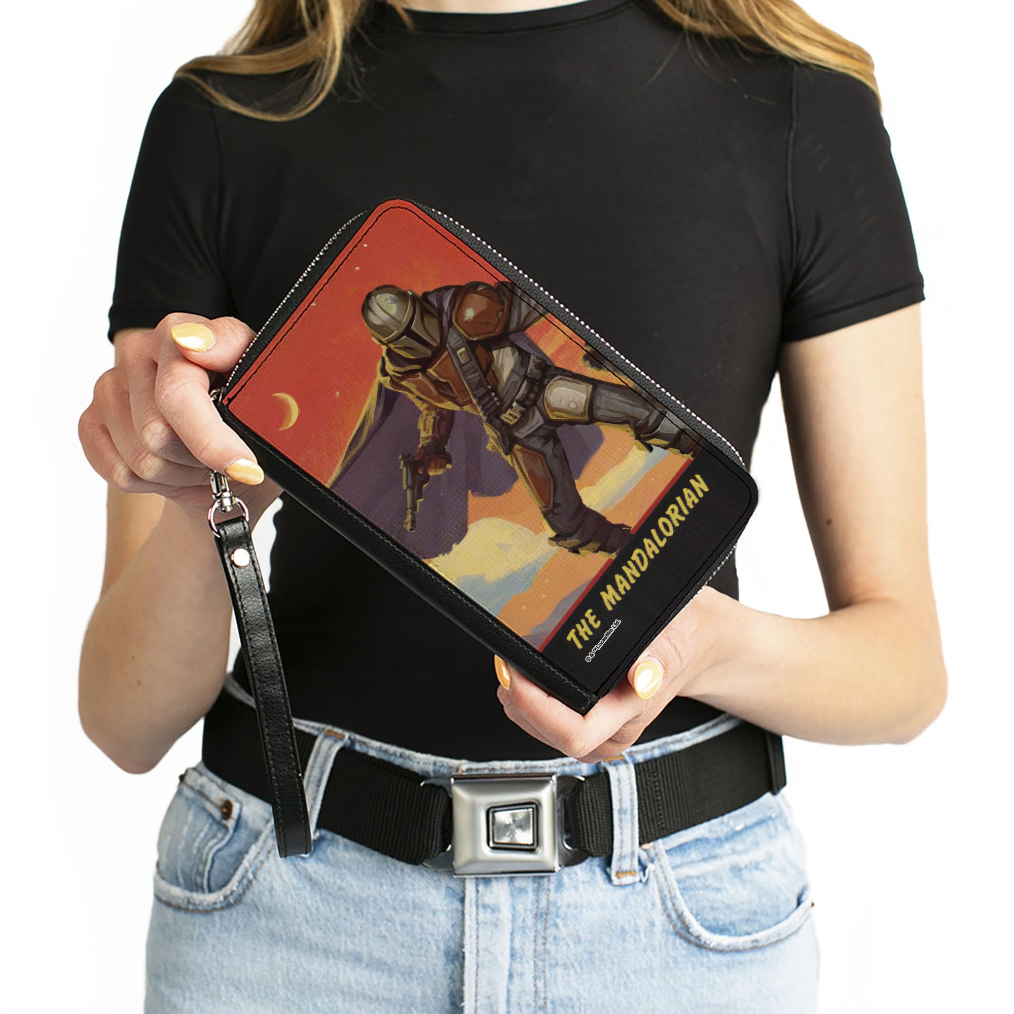 Buckle-Down Women's PU Zip Around Wallet Rectangle-Star Wars The Mandalorian, 7.5"x4.5"