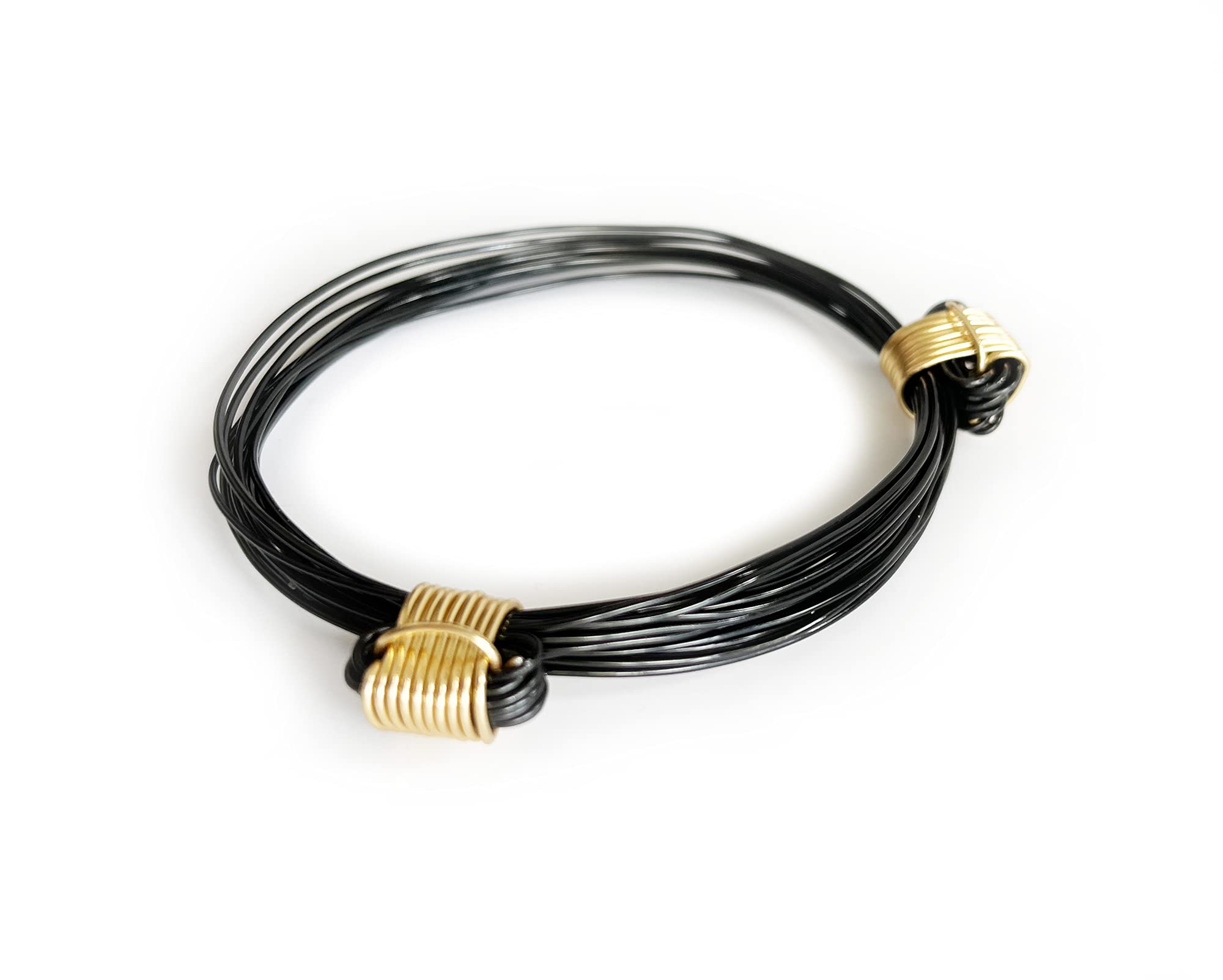 African Elephant Knot Bracelet - 2 Knot BLACK and GOLD Color Metal V2 made in Zimbabwe,2knotblkngoldv1