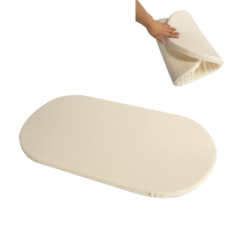 Co Storage Oval Foam Bassinet Mattress Pad with Removable Natural Organic Cotton Cover