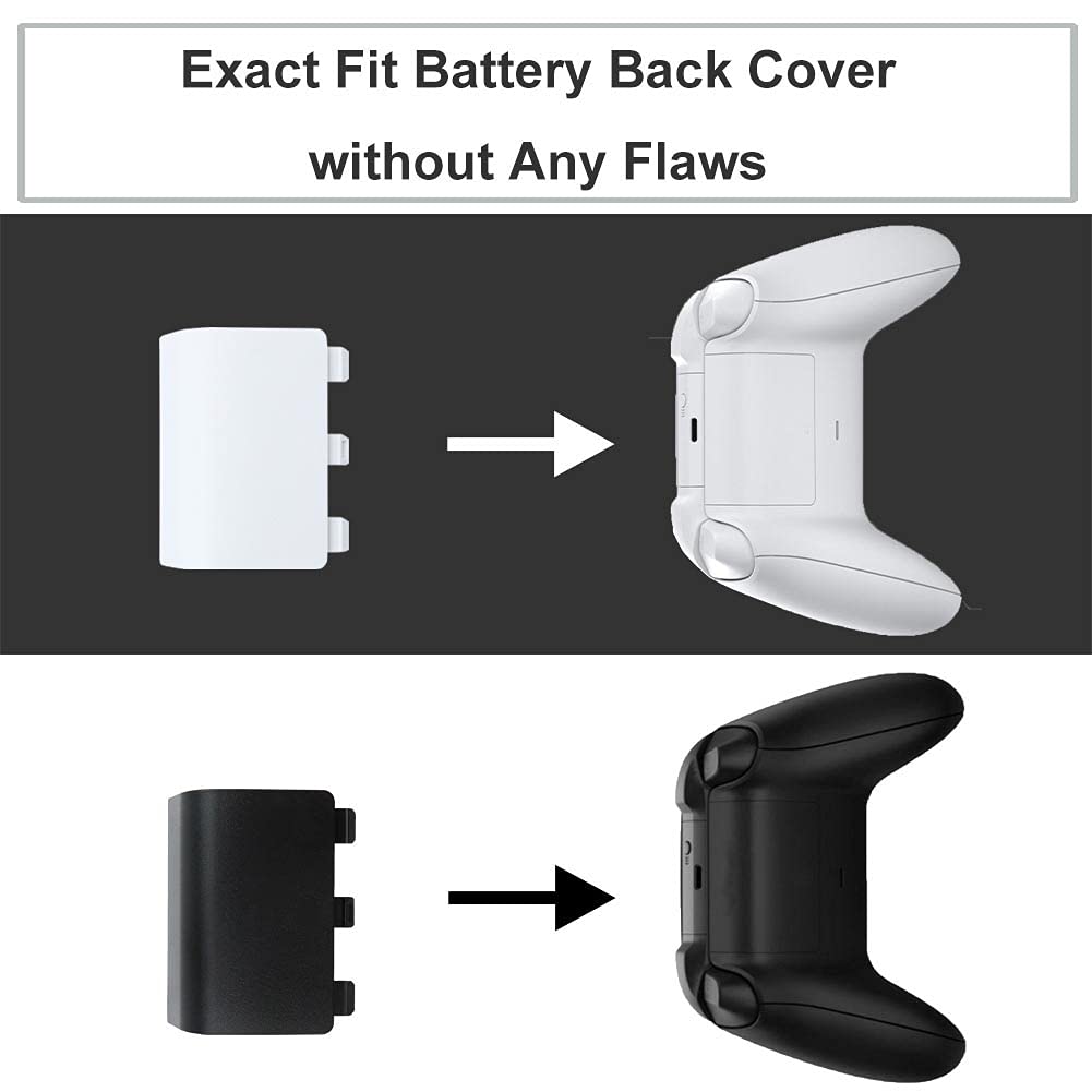 Aosai Replacement Battery Cover Door for Xbox Series X, Xbox Series S Controller, Battery Back Shell Repair Part Compatible with Xbox Core Controller (2 Black + 2 White)
