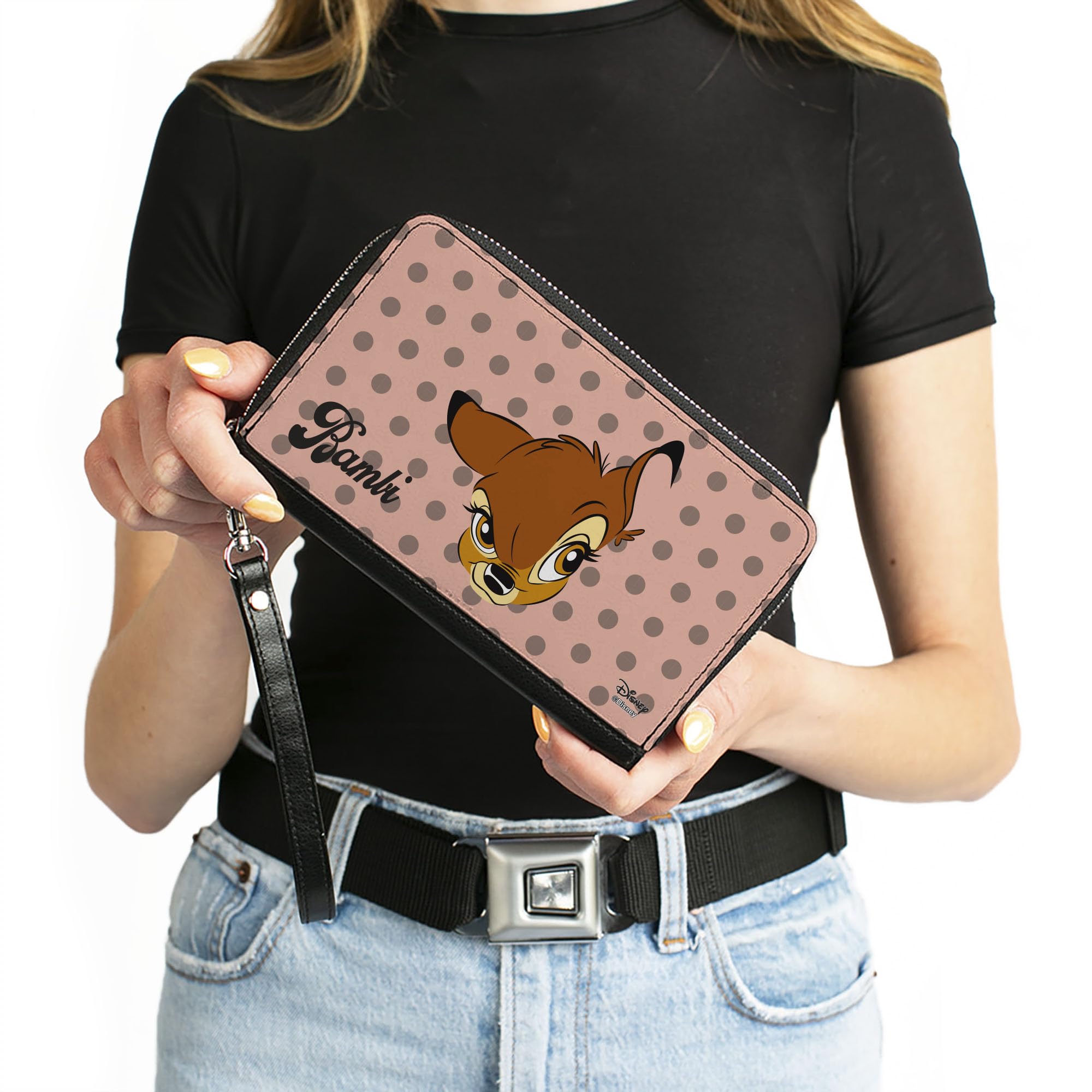 Buckle-Down Women's PU Zip Around Wallet Rectangle-Bambi, 7.5"x4.5"