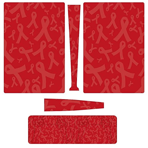 Aids Awareness Red Ribbon Full Protective Skin Cover Design Wrap Decal Sticker Compatible with PS5 Digital Edition Console and Controller