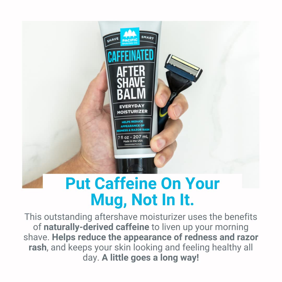 Pacific Shaving Company Caffeinated Aftershave - Helps Reduce Appearance of Redness, With Safe, Natural, and Plant-Derived Ingredients, Soothes Skin, Paraben-Free, Made in USA, 3.4 oz (4-Pack)