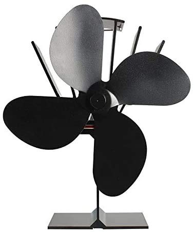 Cheffort Fireplace Fan Heat Powered Stove Fan 4 Blade Wood Stove Fans Aluminium Silent Eco-friendly for Wood Log Burner Fireplace