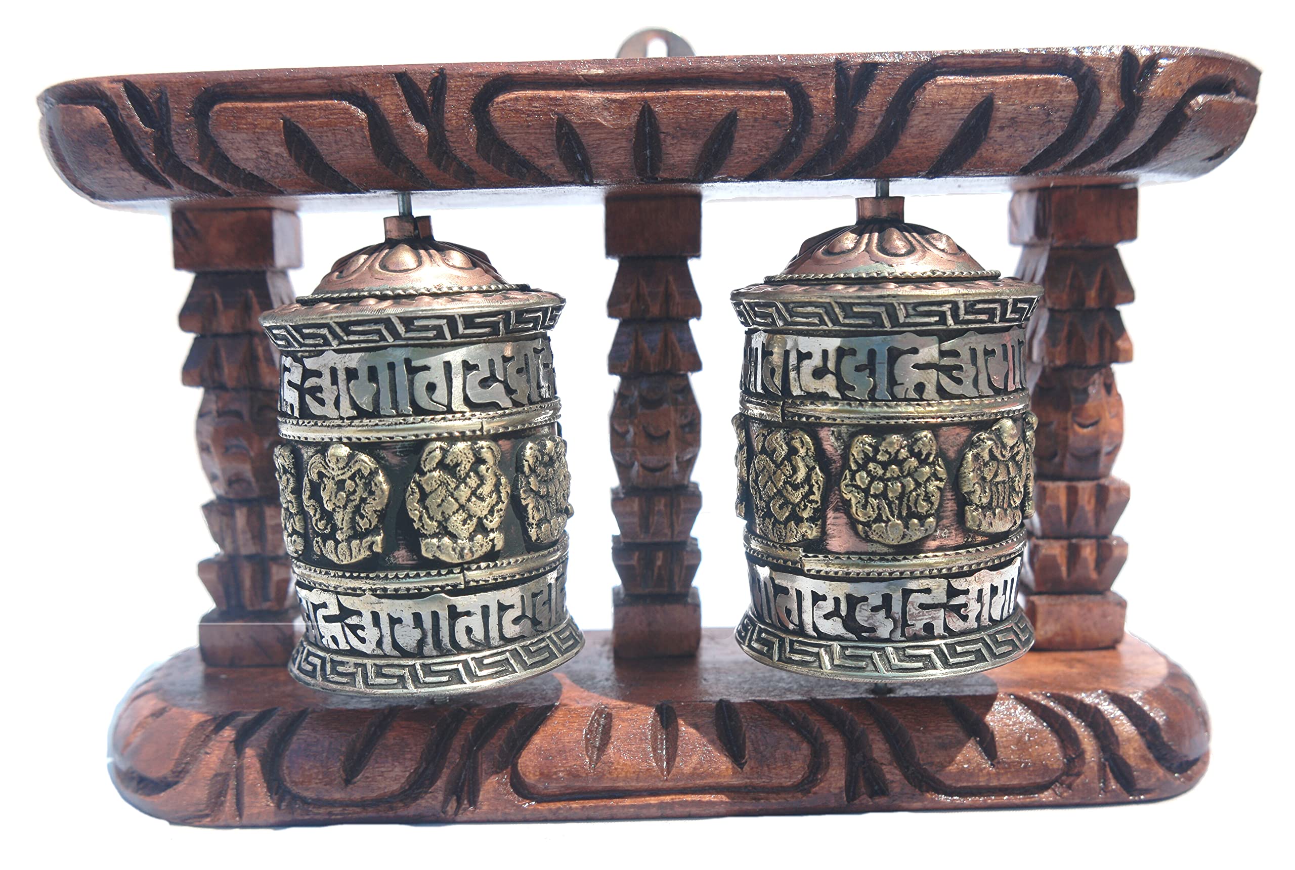 mytibetshop Tibetan Prayer wheel, Om mane prayer wheel, Multi Prayer Wheel, wall mount prayer wheel, Prayer wheel with wood frame , hand made by Himalayan artisan in Nepal