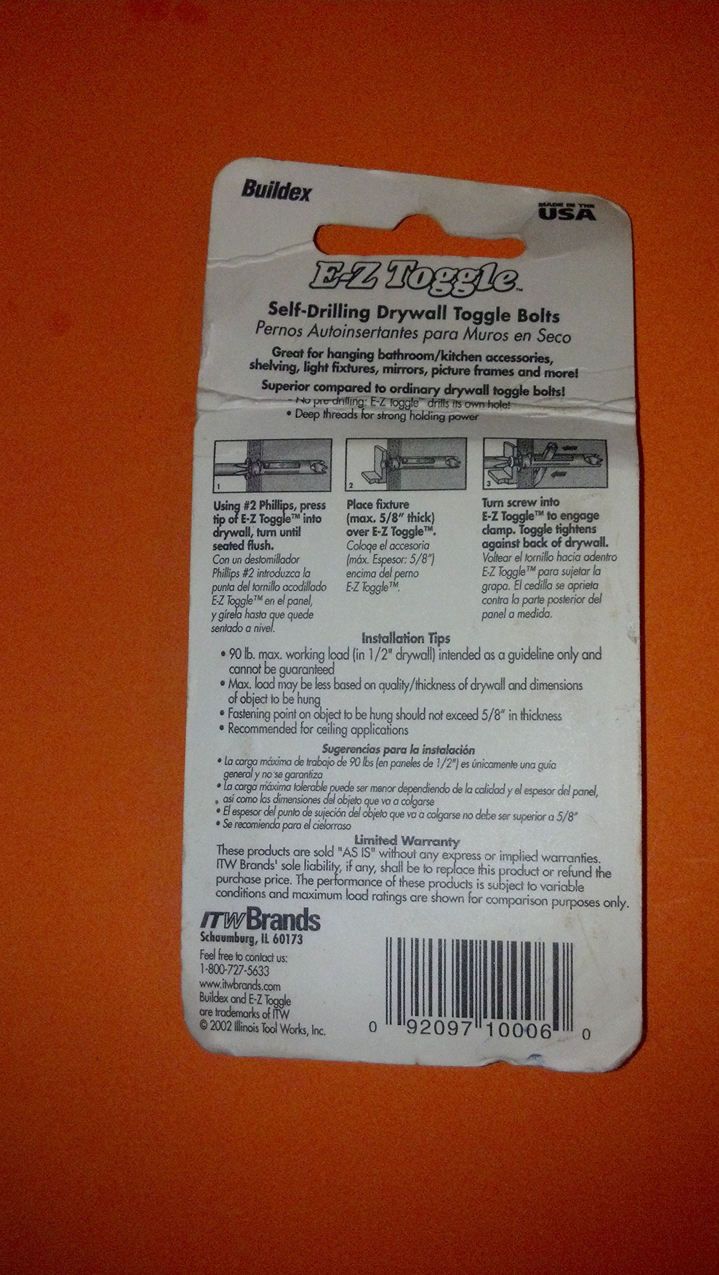 ITW Brands 10006 2-1/8" Toggle Bolt