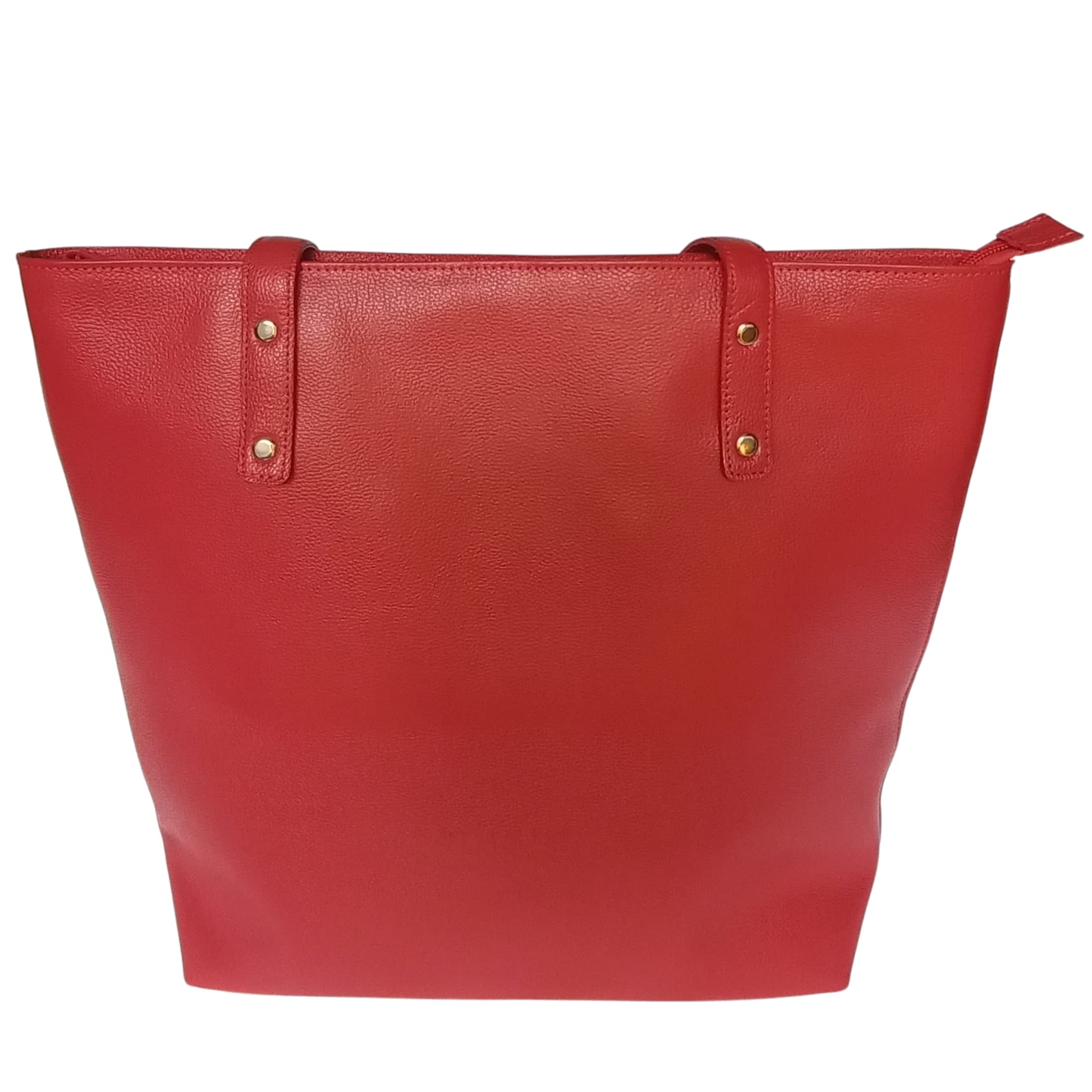 ANGELA CHAIN Genuine Leather Tote Handbag for Women - BASIL (RED)