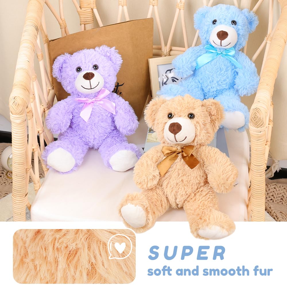 Seyomi Teddy Bears Bulk 3 Packs, Teddy Bear Stuffed Animal Plush Toy, 13.7 Inches Bear Stuffed for Wedding, Christmas, Valentine’s Day, Birthday, Light Brown