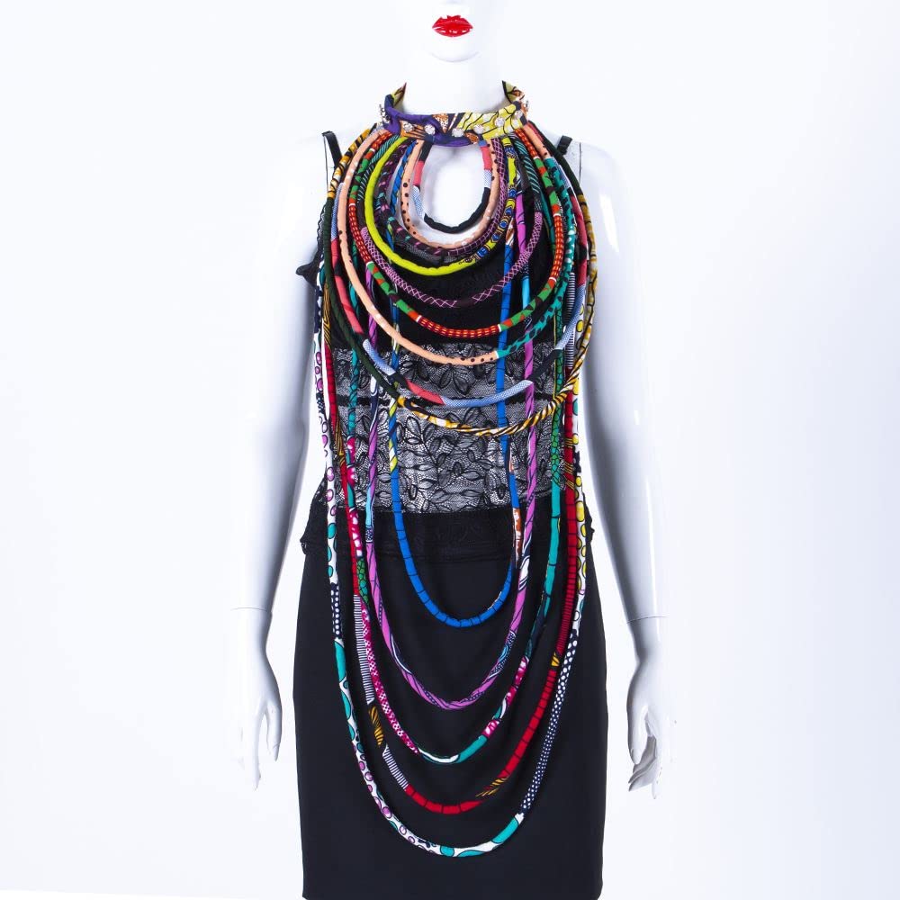 AFRICSTYLE African Necklaces for Women Jewelry Ladies Necklace Ankara Fabric Necklace (Multicolor)