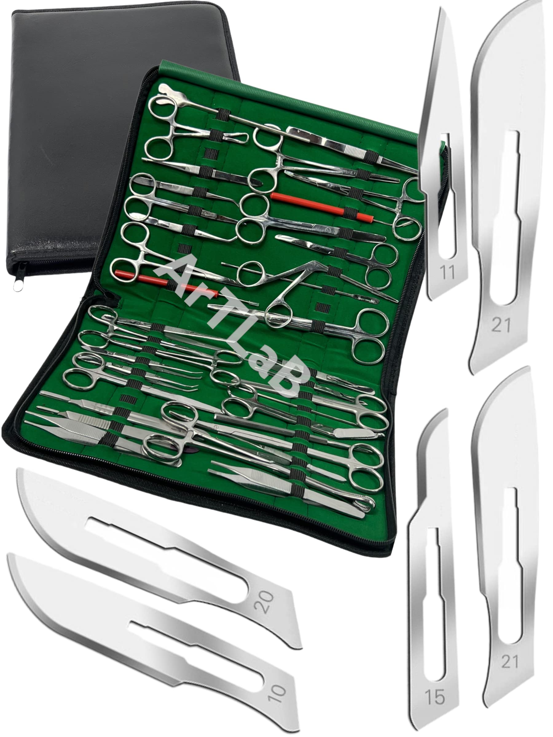 ARTLAB | Advanced Dissecting Dissection Kit -97 Pcs Stainless Steel Instruments perfect for Anatomy-Biology, Botany, Veterinary Students |Scissors |Needle Holder |Forceps| Scalpel-All in One