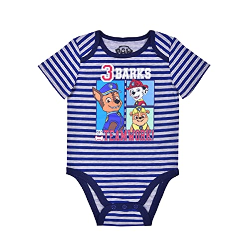 Paw Patrol Nickelodeon Boys’ Chase, Marshall and Rubble 3 Pack Bodysuits for Newborn and Infant – Blue/Grey