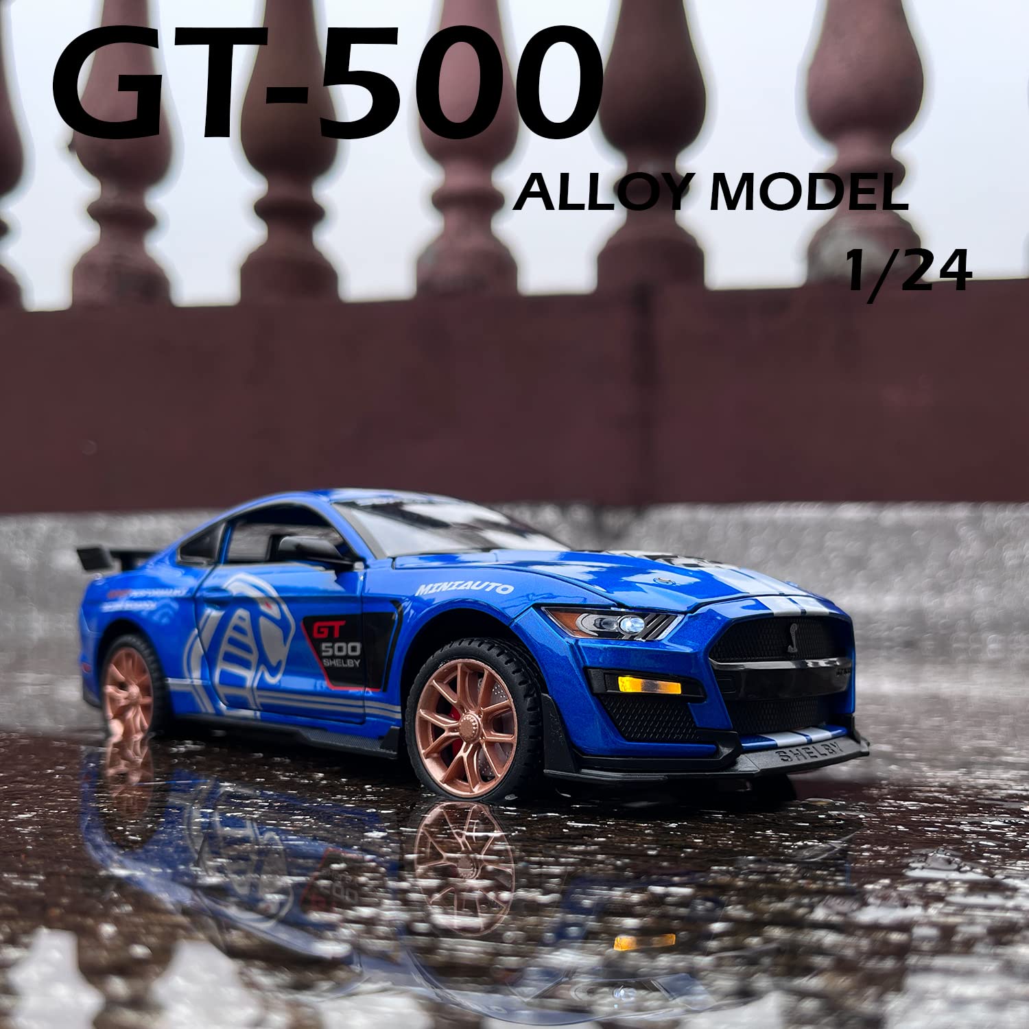 JACKIEKIM 1:24 Alloy Pull Back Car Diecast Model Truck for Forte Mustang,Collection, Mini Simulation Vehicles Toys for Kids,Boyfriend,Young Peoples Gift(Blue)