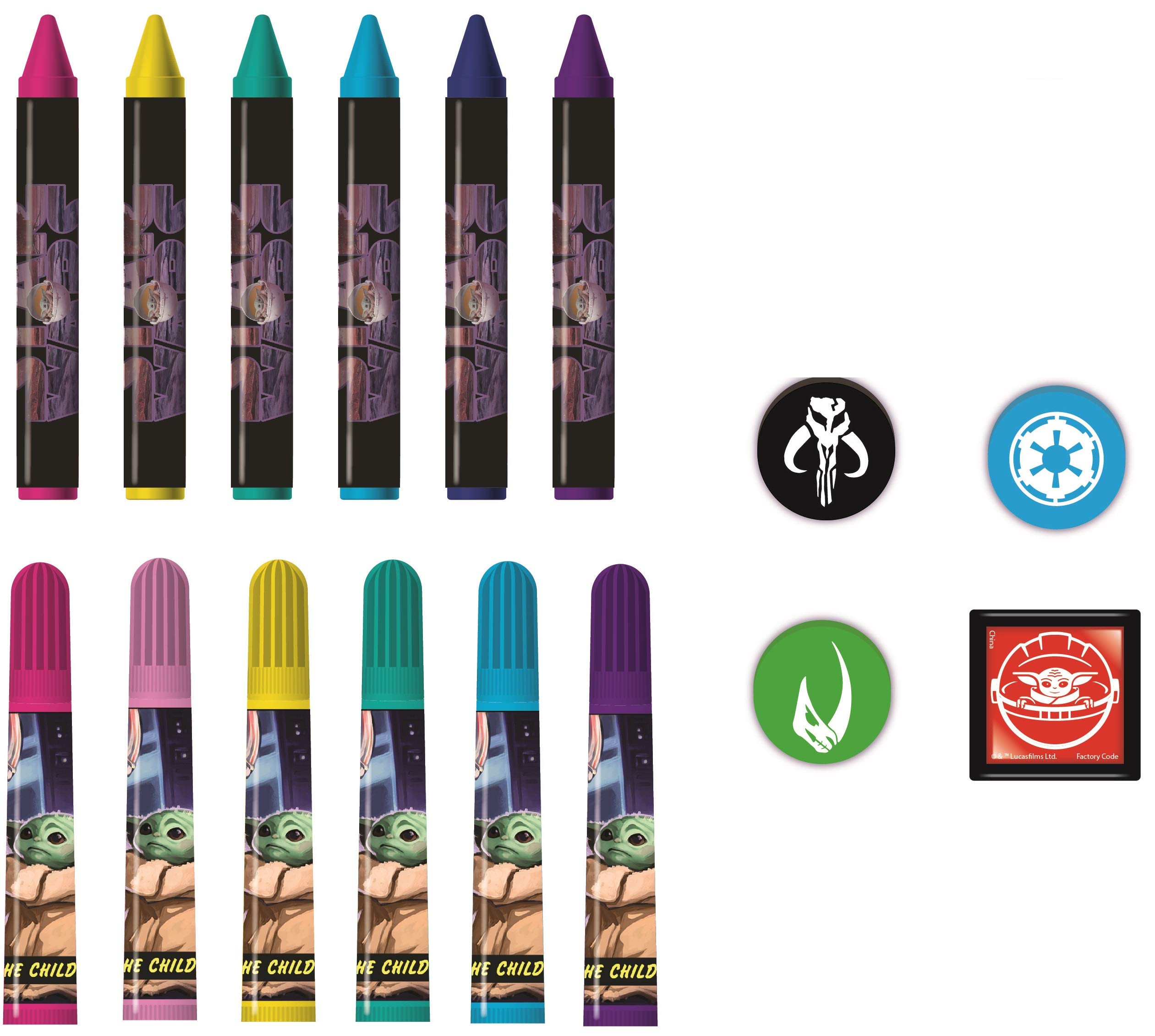 Innovative Designs Star Wars Mandalorian Baby Yoda Mega Art Set for Kids with Stickers for Painting + Coloring