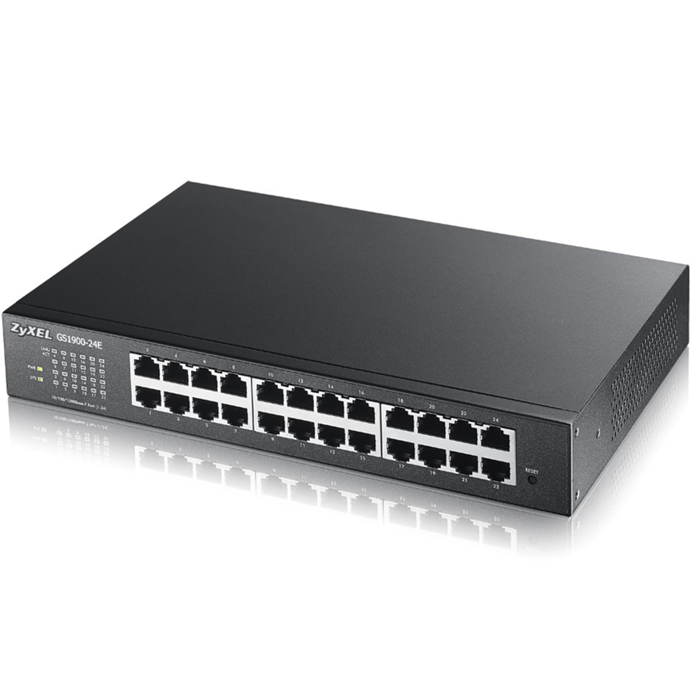 ZYXEL 24-Port Gigabit Ethernet Smart Switch (GS1900-24E) - Managed, Small Form Factor, Limited Lifetime Protection