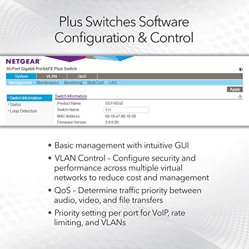 NETGEAR 8-Port PoE Gigabit Ethernet Plus Switch (GS108PEv3) - Managed, with 4 x PoE @ 53W, Desktop or Wall Mount, and Limited Lifetime Protection