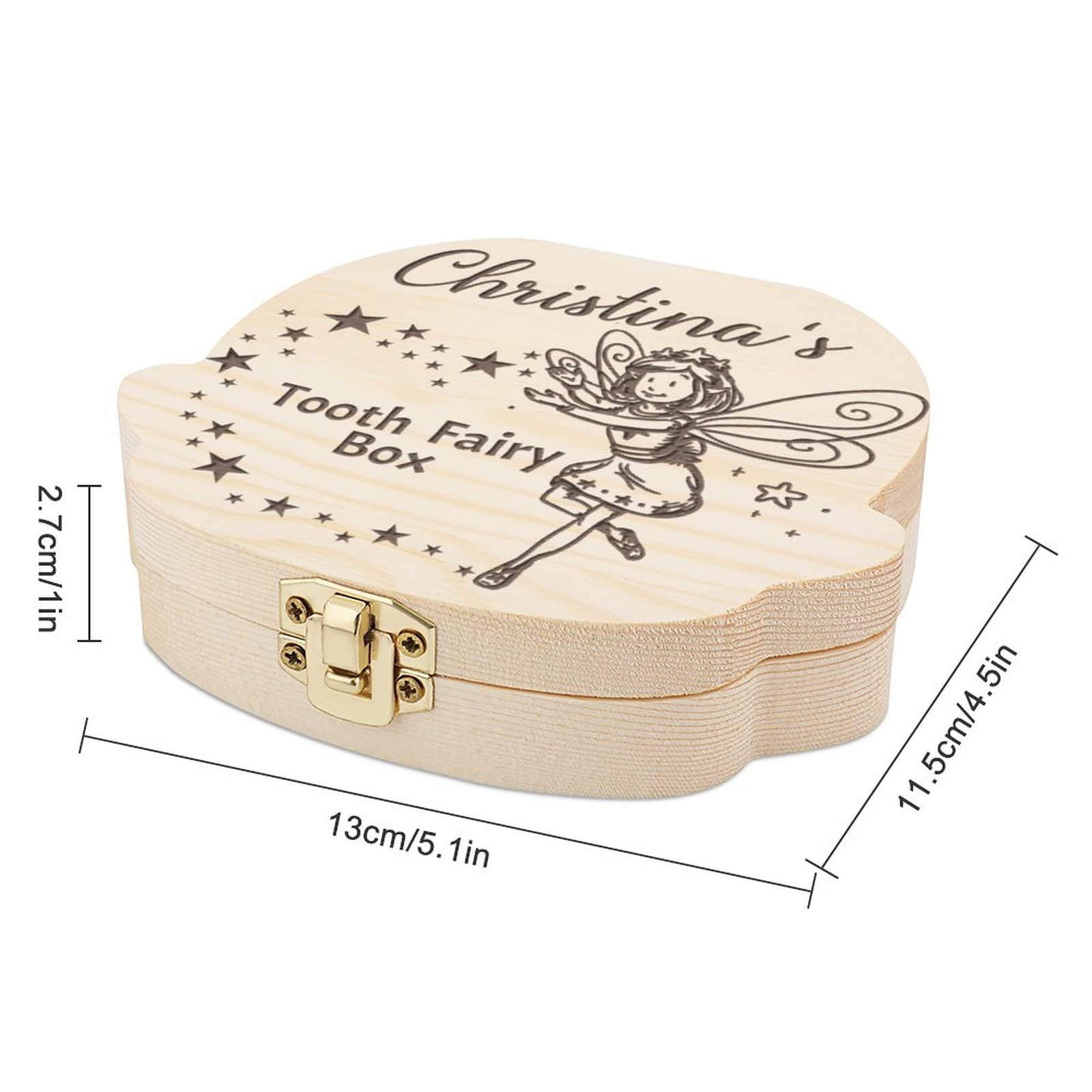 Artsadd Custom Tooth Box, Personality Name Wooden Tooth Fairy Storage Holder Container, Personalized Baby Boy Girl Keepsake Gift for Teeth Childhood Memory