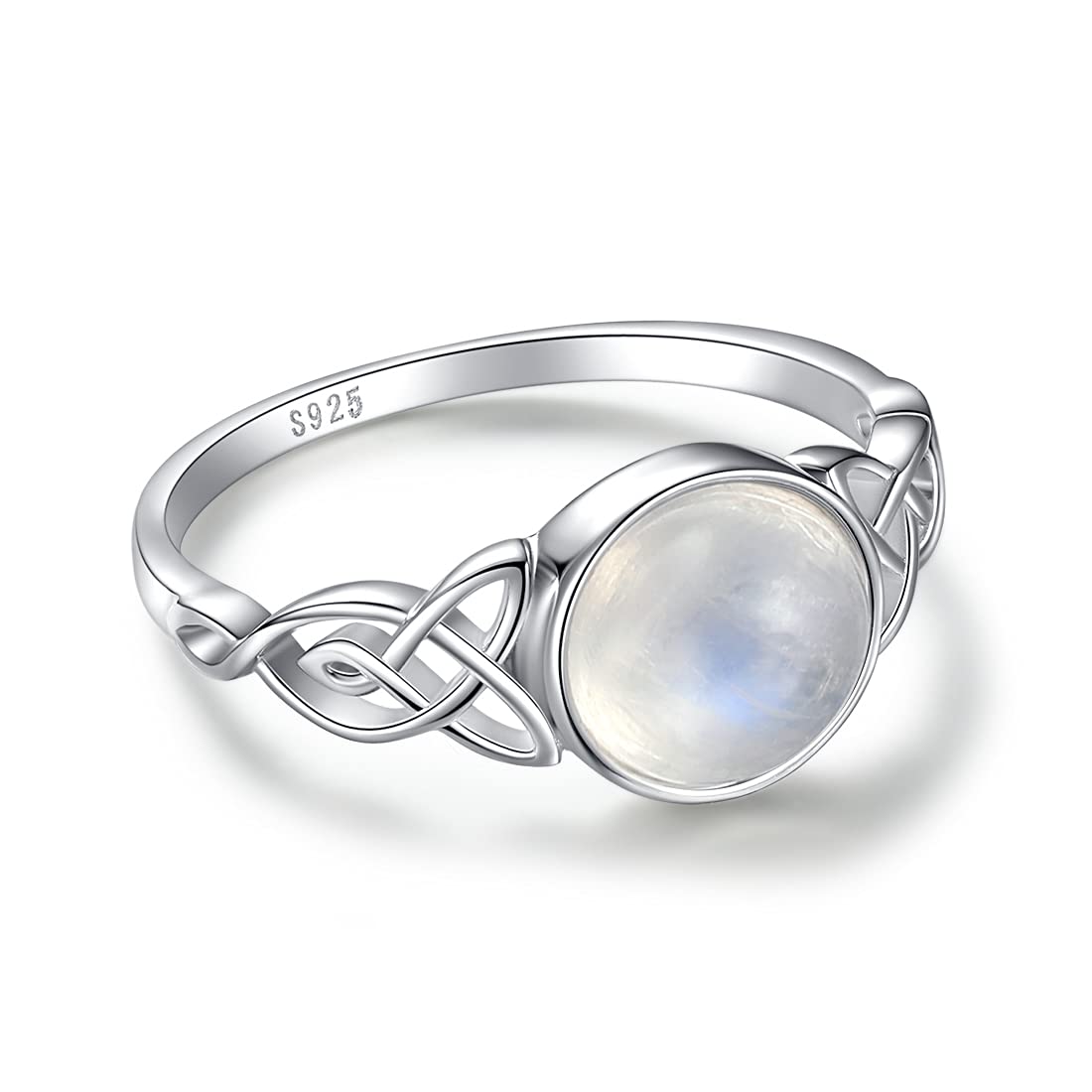 Angol Genuine Moonstone Ring Sterling Silver Moonstone Flower Ring Adjustable Minimalist Stacking Statement Band Ring for Women (8)
