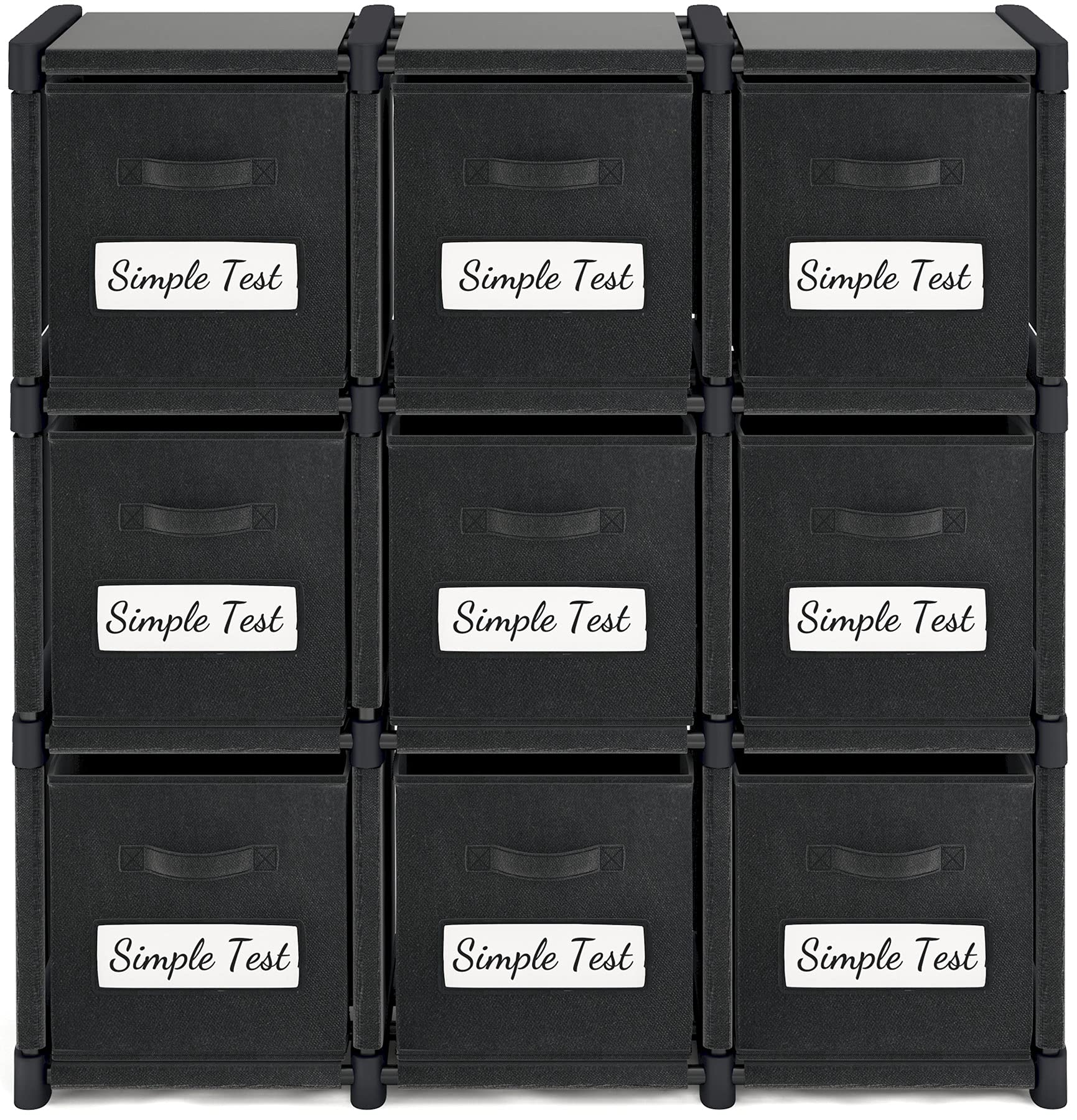 Tribesigns Cube Storage 9 Cube Organizer, Drawer Cubes Included, DIY Closet Storage Organizer Bins Storage Shelves System for Bedroom, Living Room, Playroom (Black)