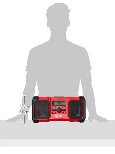 Milwaukee 2890-20 18V Dual Chemistry M18 Jobsite Radio with Shock Absorbing End Caps, USB 2.1A Smartphone Charging, and 3.5mm Aux Jack