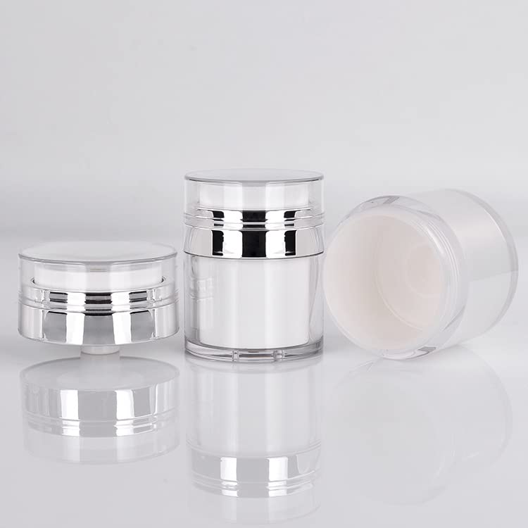 Airless Pump Jar, Airless Pump Bottles, Drunk Elephant Container, Moisturizer Container Used for Lotions, Creams, Serums, And Makeup, Travel Containers Push Down Pump Dispenser 1.7 OZ