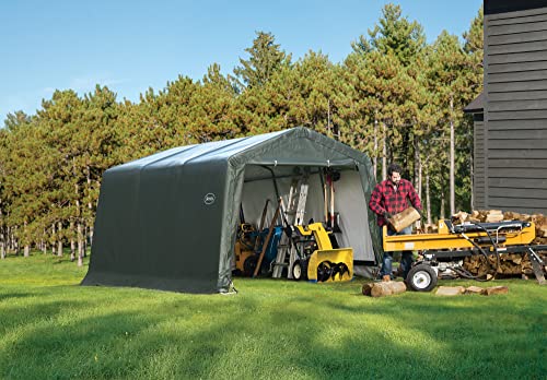 Scotts 10' x 15' x 8' All Season Outdoor Storage Shed with Waterproof Cover, Green