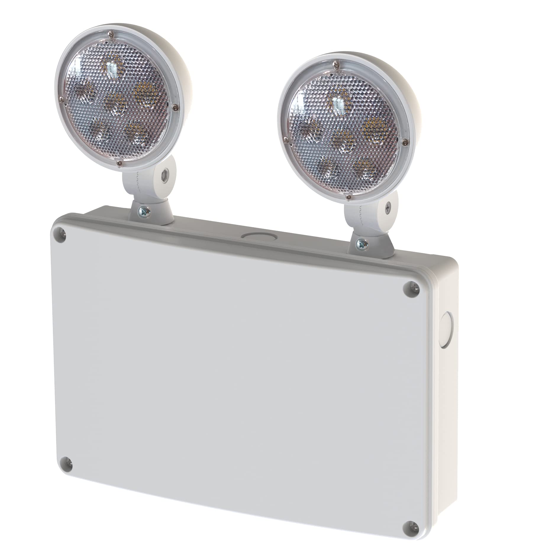 Garrini Waterproof LED Emergency Light, White housing, Dual Rotational LED Emergency Light with Backup Battery, Commercial Grade, Fire Resistant,Suitable for Wall Mount, Wet Location WMU