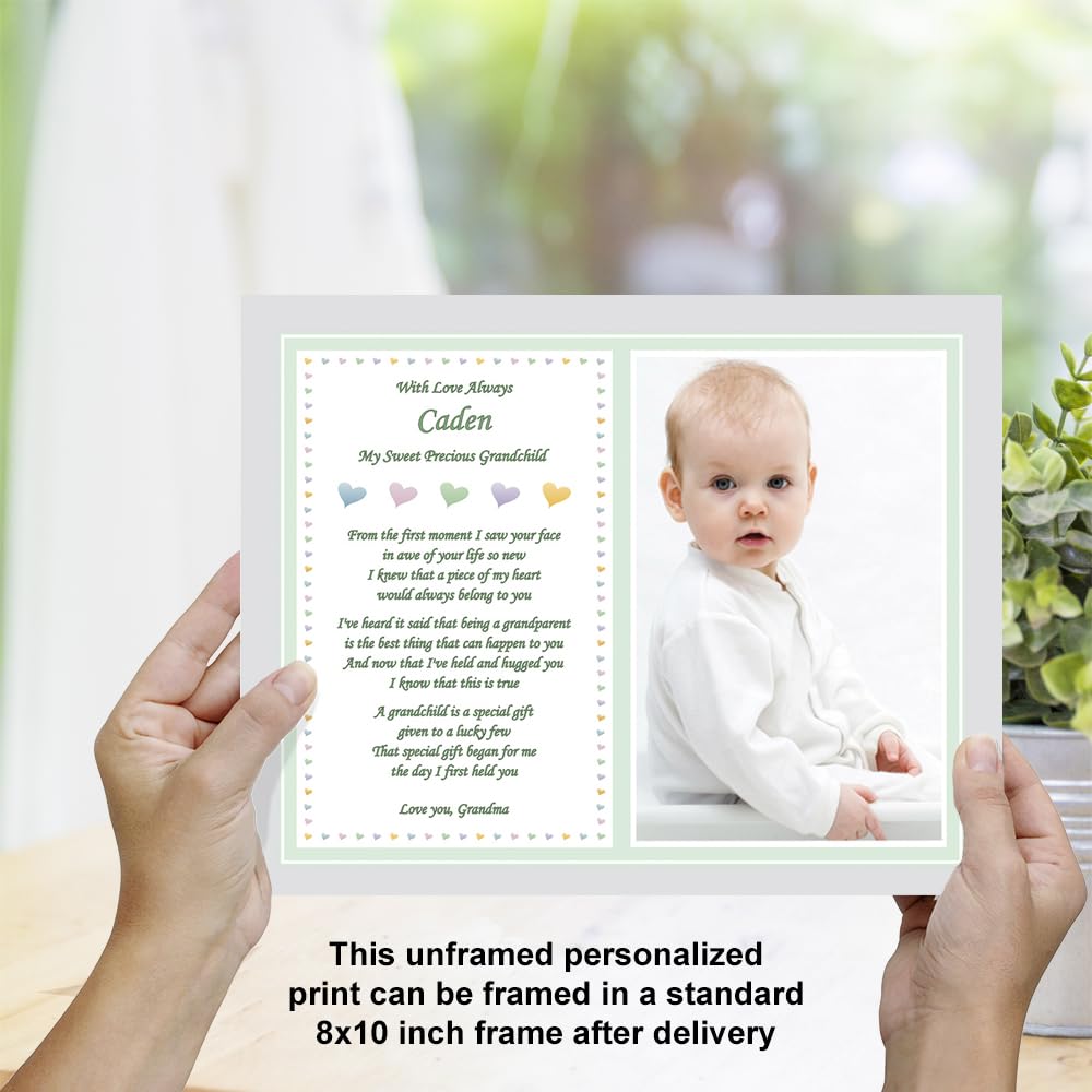 Poetry Gifts Grandchild Birthday or Baptism Personalized with Names from 1 or Both Grandparents, Custom 8x10 Inch Print
