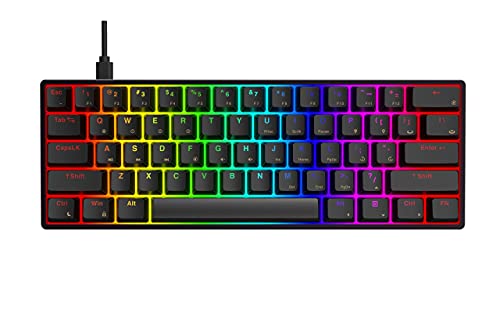 AG AC61M GK61 RGB Gaming Keyboard - 61 Keys Aluminum Case Two USB-C Ports PBT Keycap Hot Swappable Programmable for PC/Mac Gamer (Gateron Optical Red, Black Color)