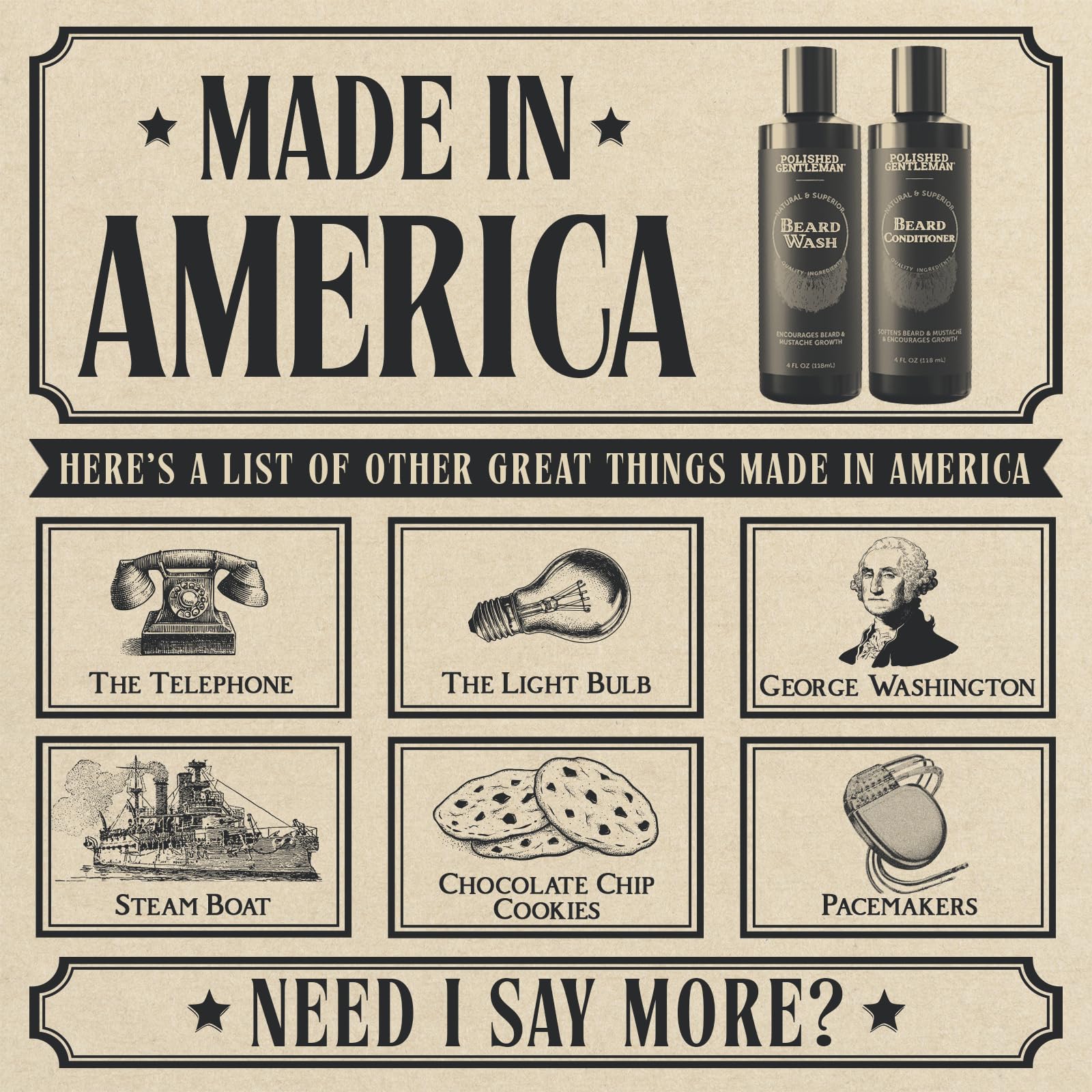 Polished Gentleman Beard Wash and Conditioner Set - Softens and Strengthens - Beard Shampoo with Growth Oil - Moisturizer & Beard Thickener - Tea Tree Unscented - Paraben-Free & Sulfate-Free (4oz)