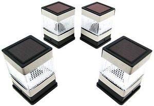 Ag-home 6 4" X 4" Outdoor Garden Metal Plated Solar Post Deck Cap Square Fence Lights