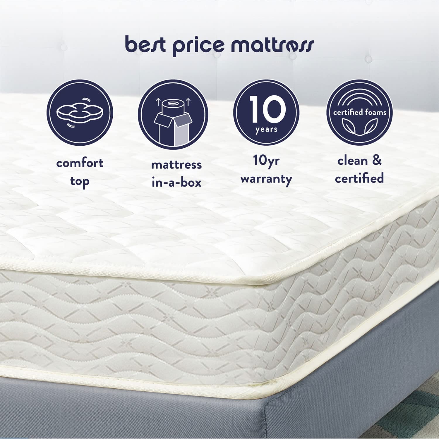 Best Price Mattress 6 Inch Tight Top Innerspring Mattress - Comfort Foam Top with Bonnell Spring Base, CertiPUR-US Certified Foam, TwinXL, White