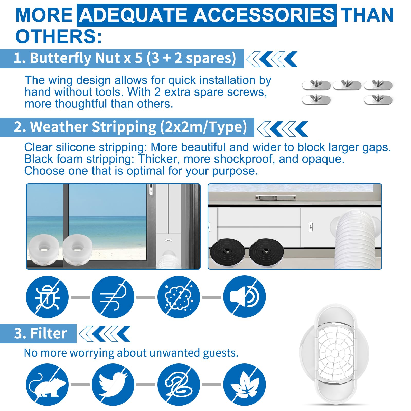 Angooni Superb Portable Air Conditioner Window Kit - Upgraded Sliding Window Vent Kit for Universal Exhaust Hoses with 2-in-1 Coupler (5.1"/5.9"), Adjustable Ac Window Kit, Length Range (17” to 61”)