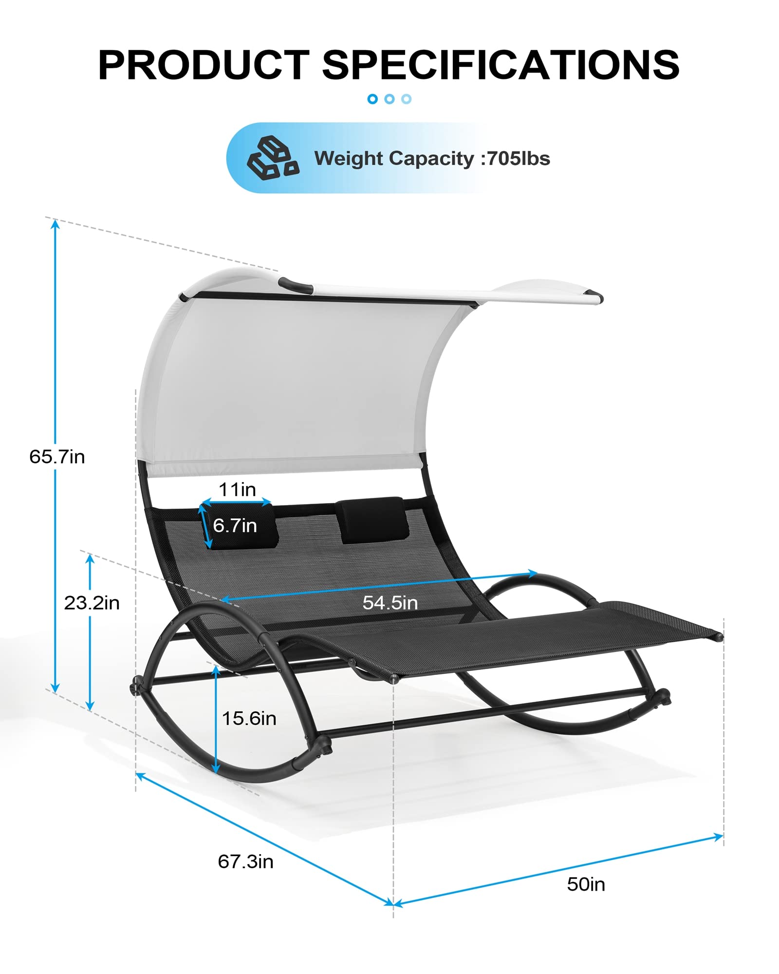 Crestlive Products Outdoor Double Chaise Lounge, Patio Swing