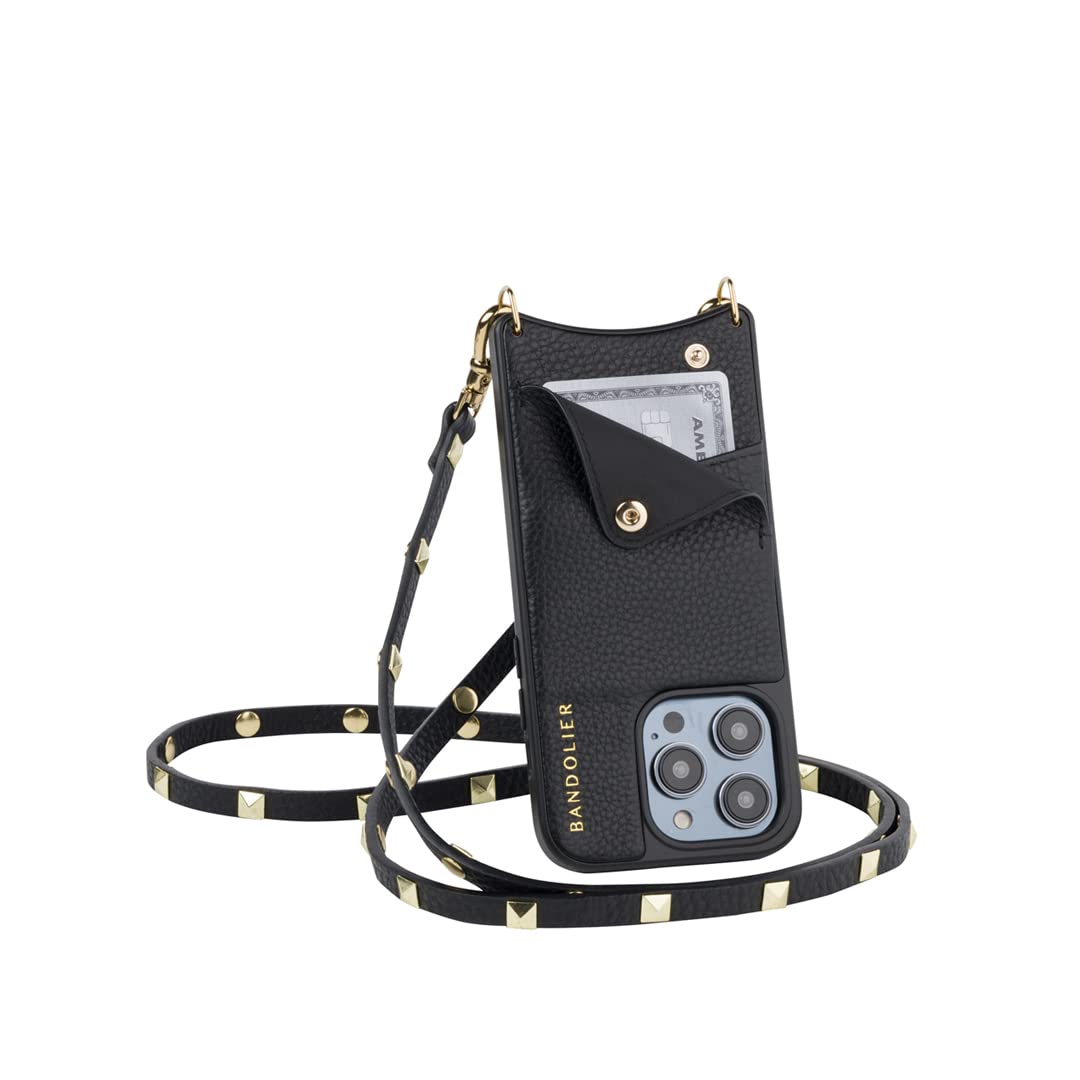 Bandolier Sarah Crossbody and Expanded Zip Pouch Set - for iPhone 14 Pro Max - Black/Gold