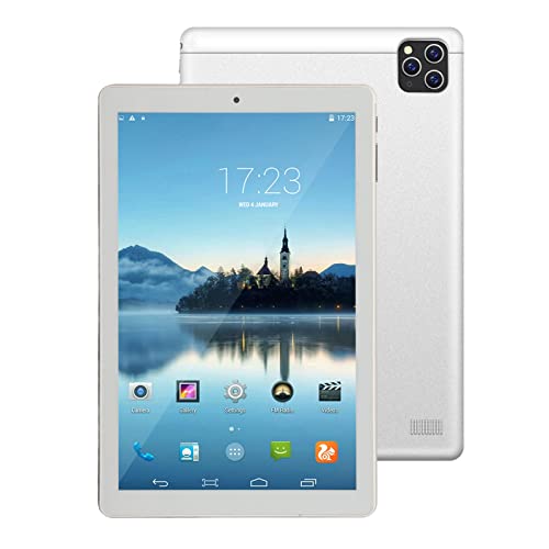 ASHATA 10in Kids Tablet for Android 10, 2GB RAM 32GB ROM 5G WiFi Dual Band Learning Tablet, Toddler Tablet with Parental Control IPS Eye Protection Screen Dual Cameras, 4500 mAh(Silver)