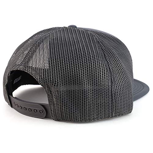 Armycrew Oversized XXL 5 Panel Flat Bill Foam Trucker Mesh Back Baseball Cap - Black - 2XL