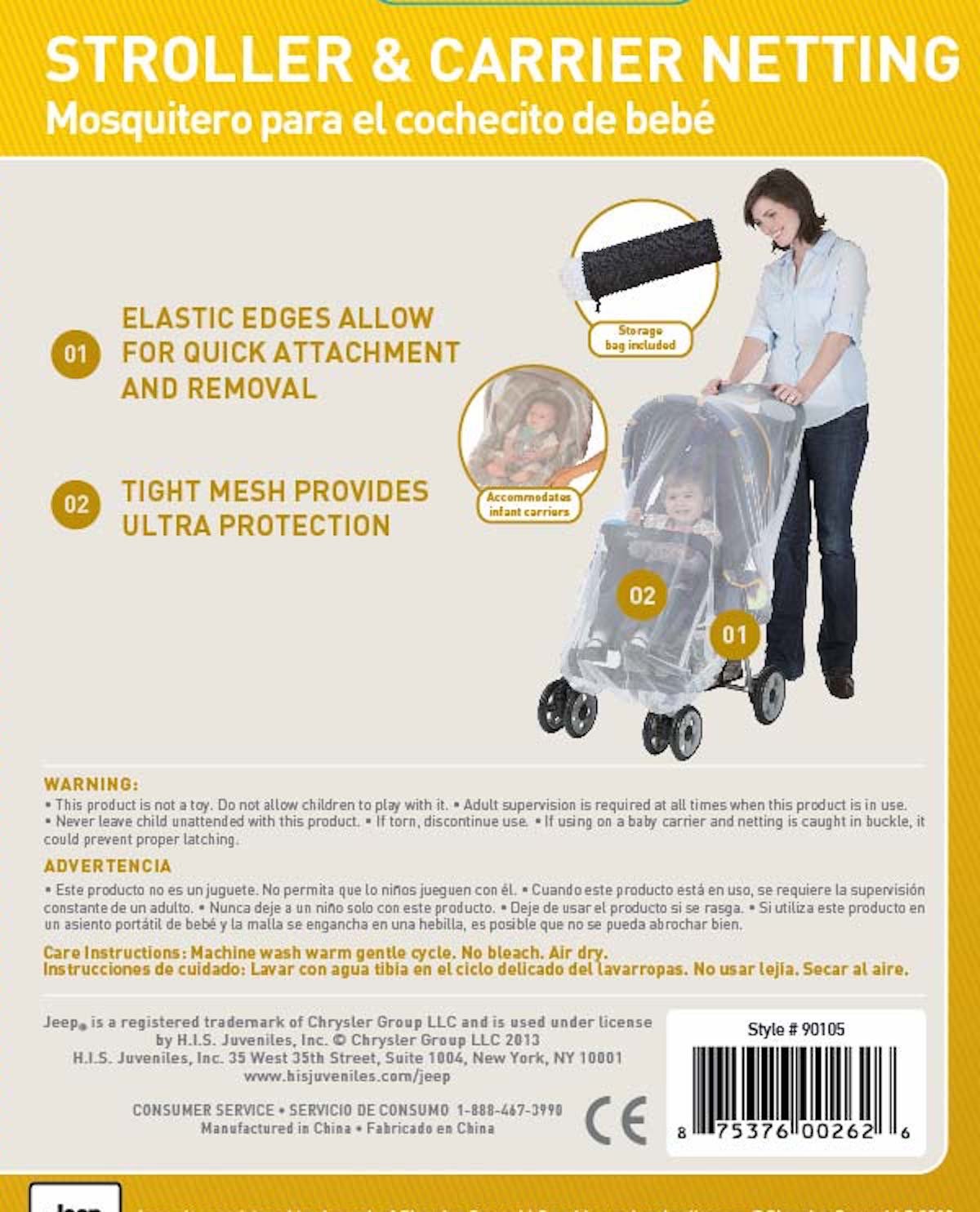 Jeep Mosquito Net for Strollers, Mosquito Net for Car Seat and Infant Carrier, Universal Size, Bug Cover, Weather Protection, White