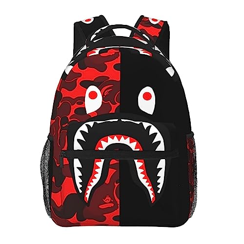 AIRPO 17inch Camo Shark Backpacks Camouflage 3D Print Large Capacity Laptop Daypack Lightweight Multiple Backpack Travel Shoulders Bag For Women Men