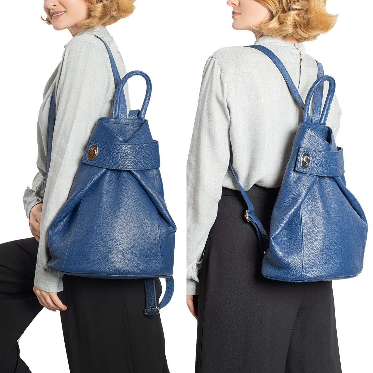 Fioretta Italian Genuine Leather Top Handle Backpack Purse Shoulder Bag Handbag For Women