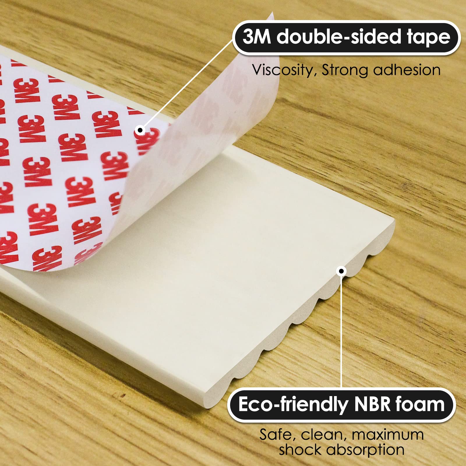 Baby Proofing 16.4ft Edge Corner Protector with 3M Strong Adhesive Double Sided Tape, Extra-Wide Soft Safety Guards Proof Foam Padding Furniture Bumper or Table, Fireplace, Sharp Edge, Cream